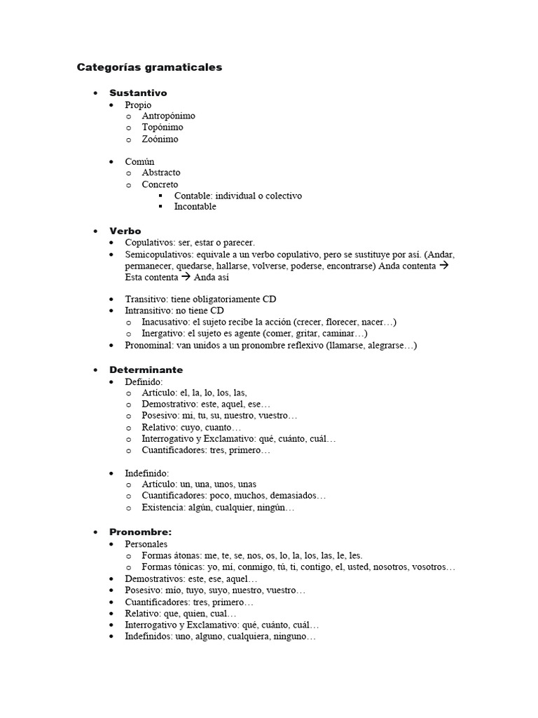 Clasificación de categorías gramaticales | PDF | Adjetivo | Adverbio
