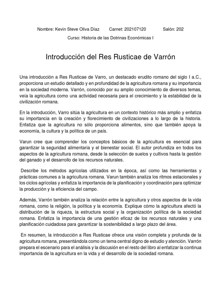 Res Rusticae de Varron | PDF | Agricultura | Sociedad