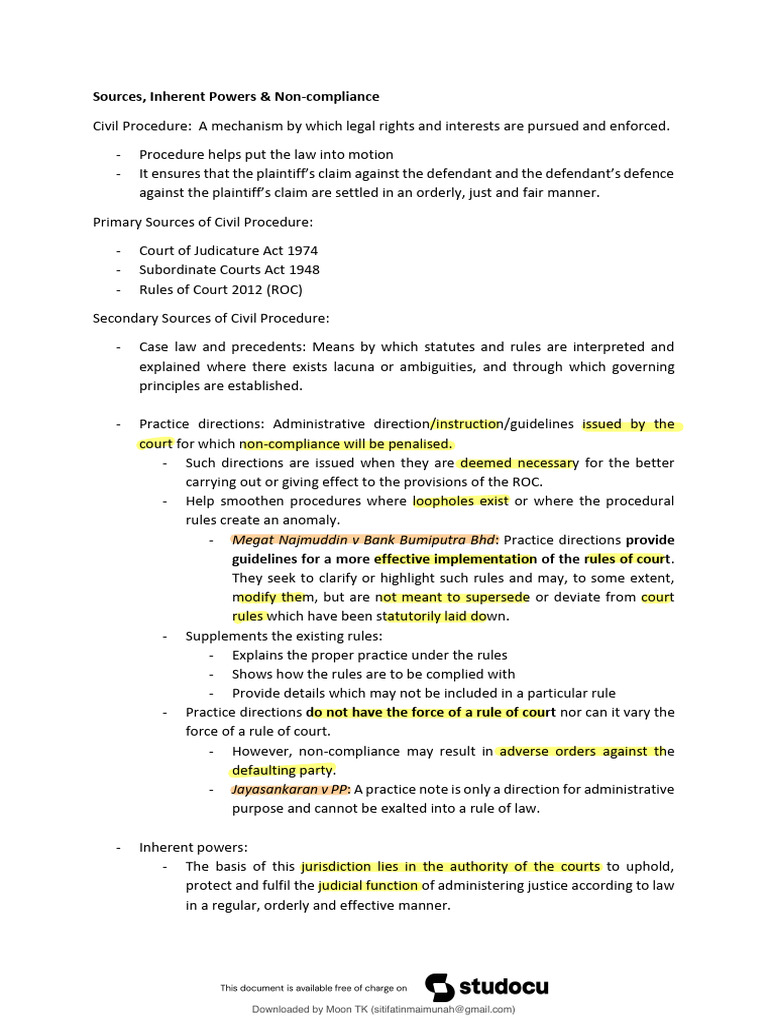 All Civil Notes | PDF | Lawsuit | Jurisdiction