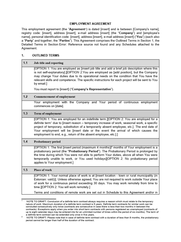 Employment Agreement - Updated 062023 | PDF | Unemployment Benefits ...