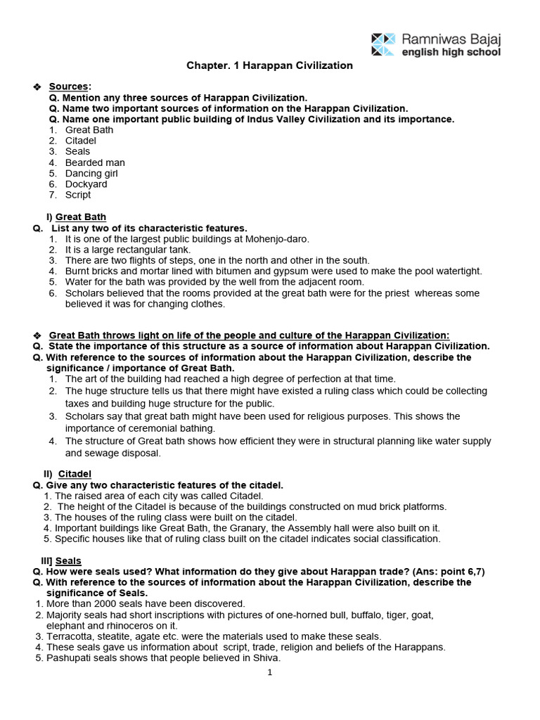 Chapter 1 Harappan Civilization - Edited | Download Free PDF | Sculpture