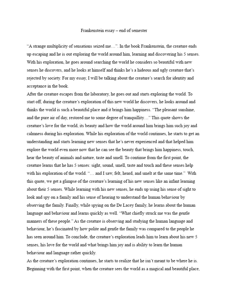 Frankenstein: Exploration Through The Senses | PDF | Senses | Frankenstein