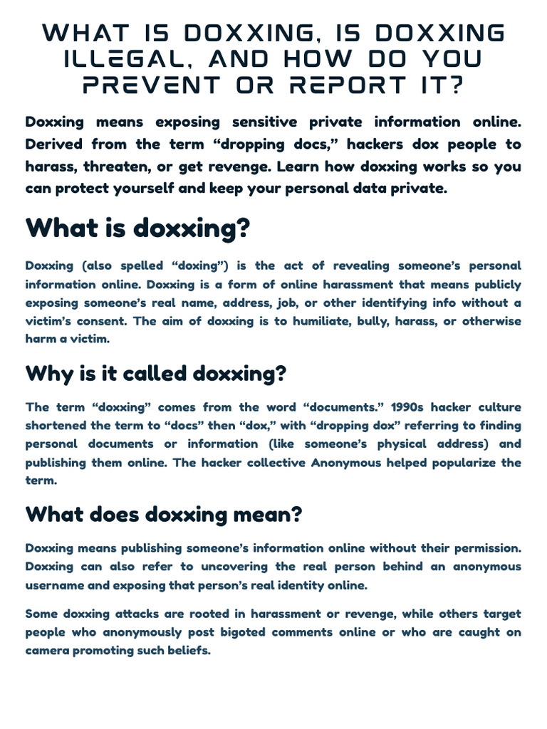 What Is Doxxing, Is Doxxing Illegal, and How Do You Prevent or Report ...