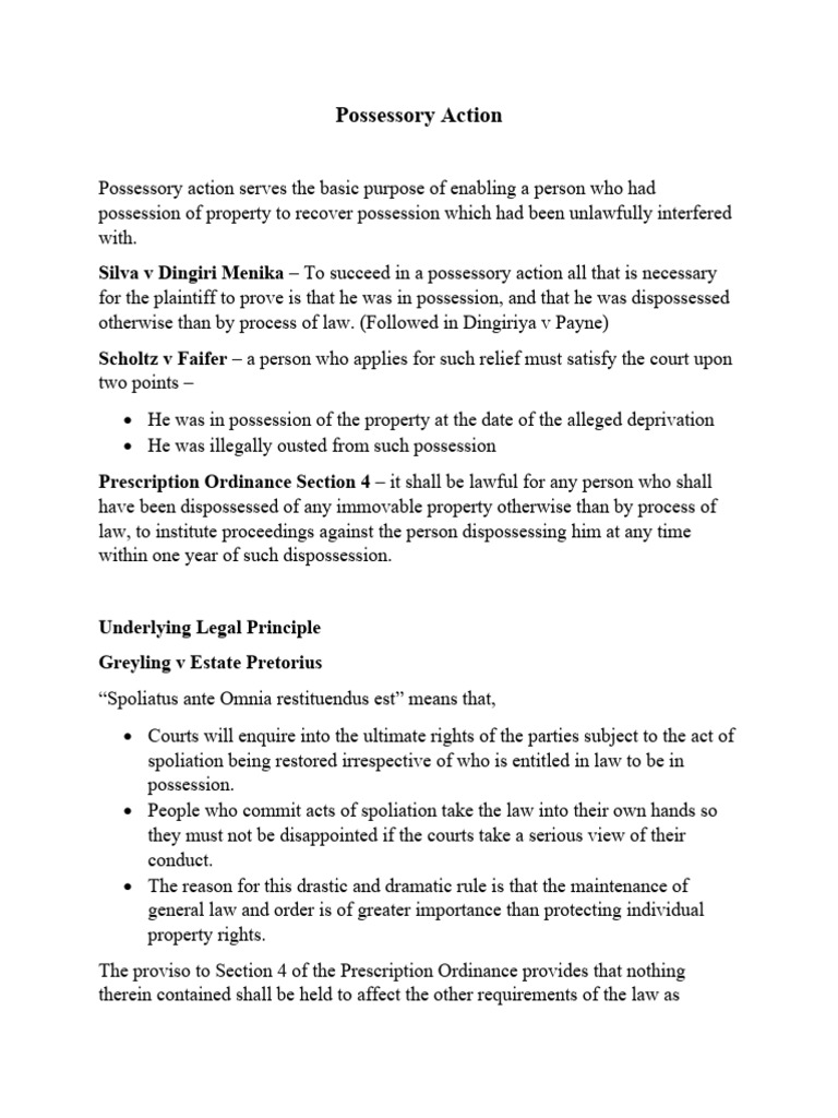 Possessory Action | PDF | Property | Common Law