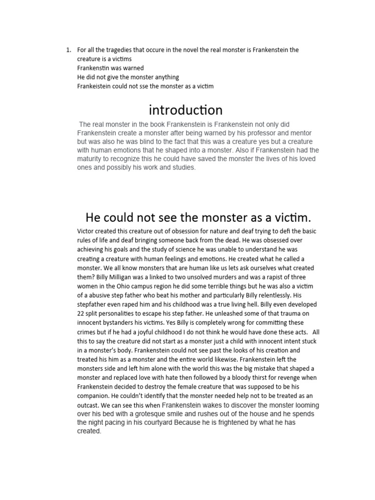 Frankenstein: The real monster | Download Free PDF | Monsters ...