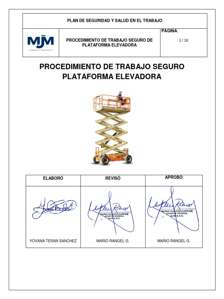 Ssoma-Pr-007 - Procedimiento de Trabajo Seguro Con Plataforma Elevadora ...
