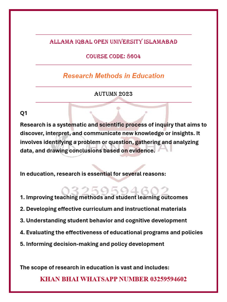 8604 Autumn 2023 | PDF | Sampling (Statistics) | Experiment