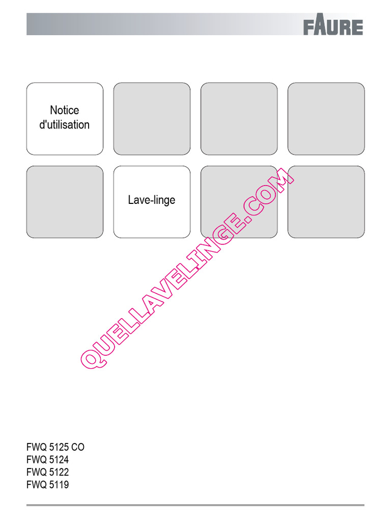 FAURE FWQ5122 Lave Linge Notice | PDF | Machine à laver | Entretien des textiles