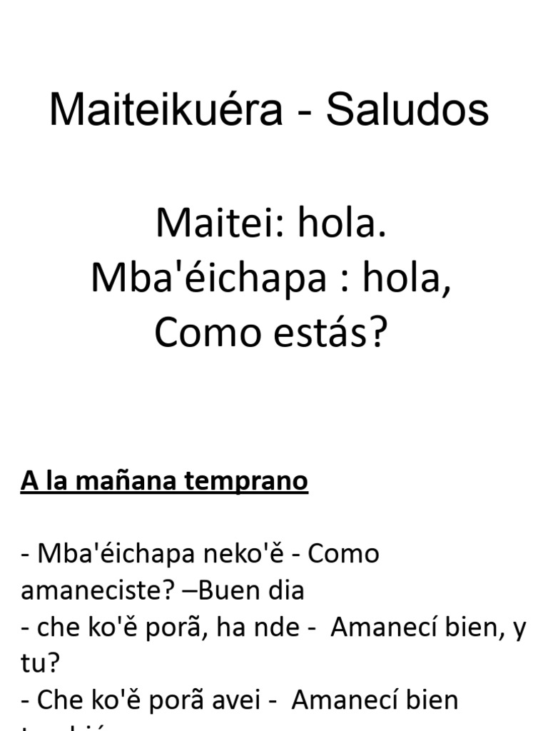 Clase 1.1 - Saludos en Guarani en Guarani | PDF