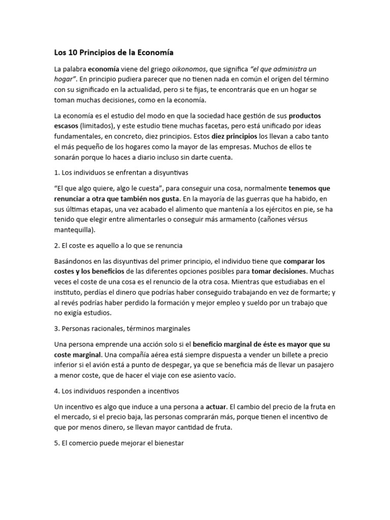 Los 10 Principios de La Economía | PDF | Macroeconómica | Racionalidad Los 10 Principios de La Economía | PDF | Macroeconómica | Racionalidad