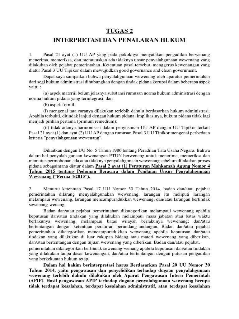 TUGAS 3 INTERPRETASI DAN PENALARAN HUKUM | PDF