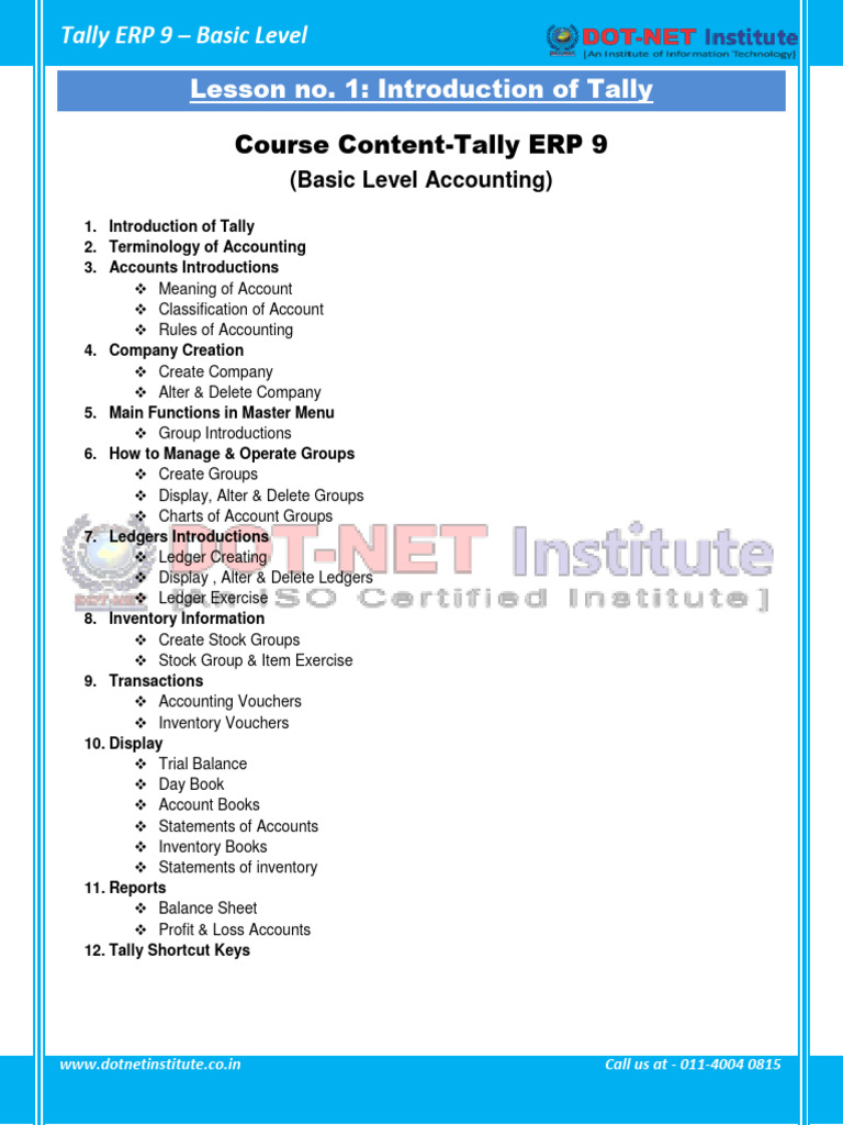 Tally ERP 9 Full Notes | PDF | Debits And Credits | Financial Economics