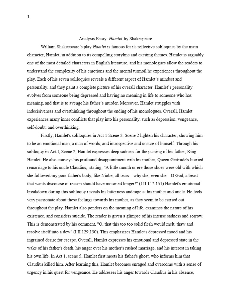Hamlet by Shakespeare: Importance of Soliloquies | PDF | Hamlet | Anger