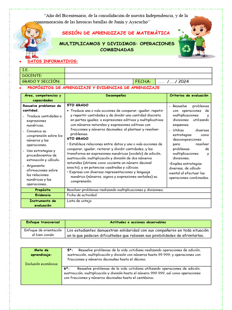 "Resolución de Problemas: Multiplicación y División" | PDF | División ...
