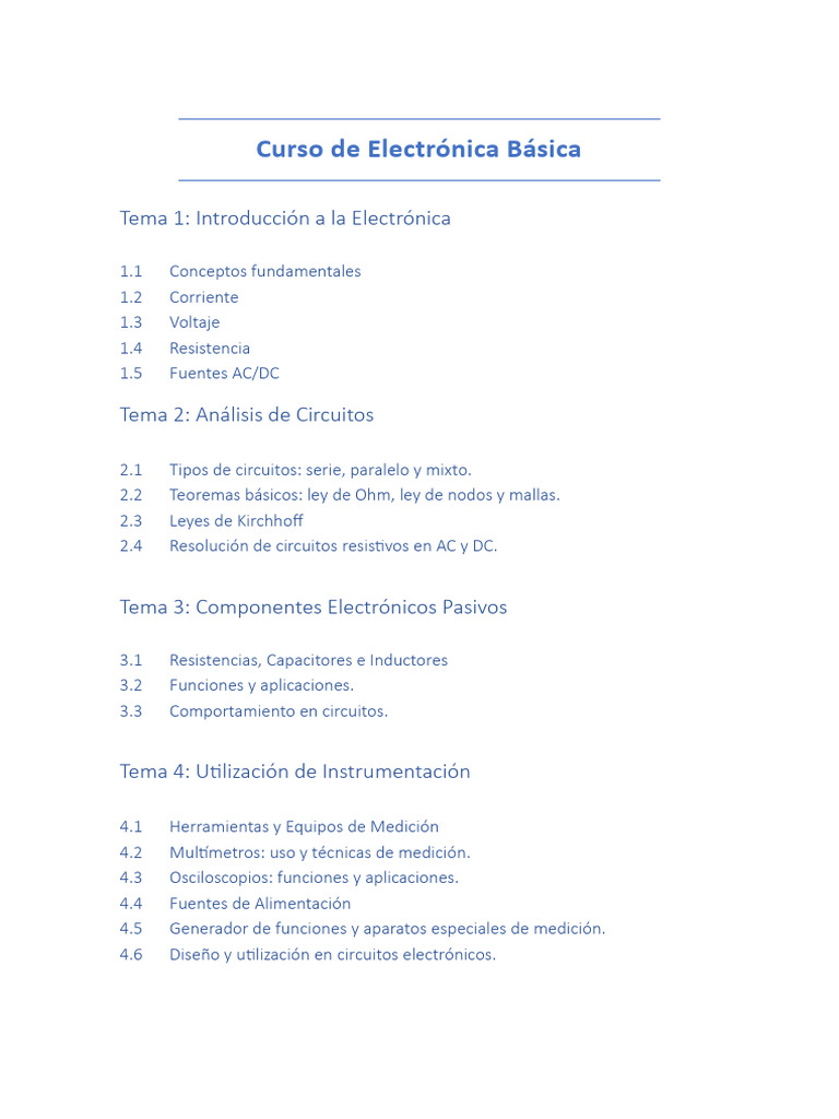 Curso de Electrónica Básica I | PDF | Electrónica | Red eléctrica