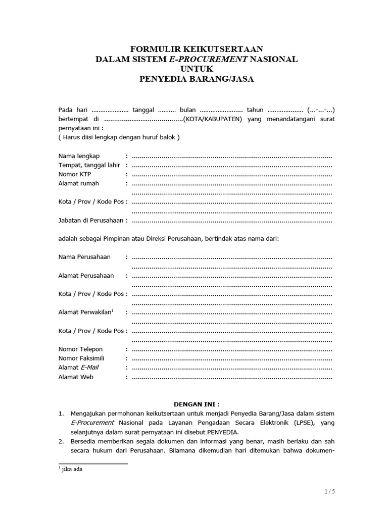 Formulir Keikutsertaan | PDF | Karier & Perkembangan | Bisnis