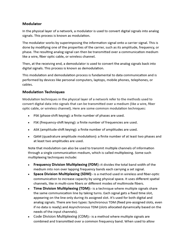 Activity 2. Modulation Techniques | PDF | Modulation | Multiplexing