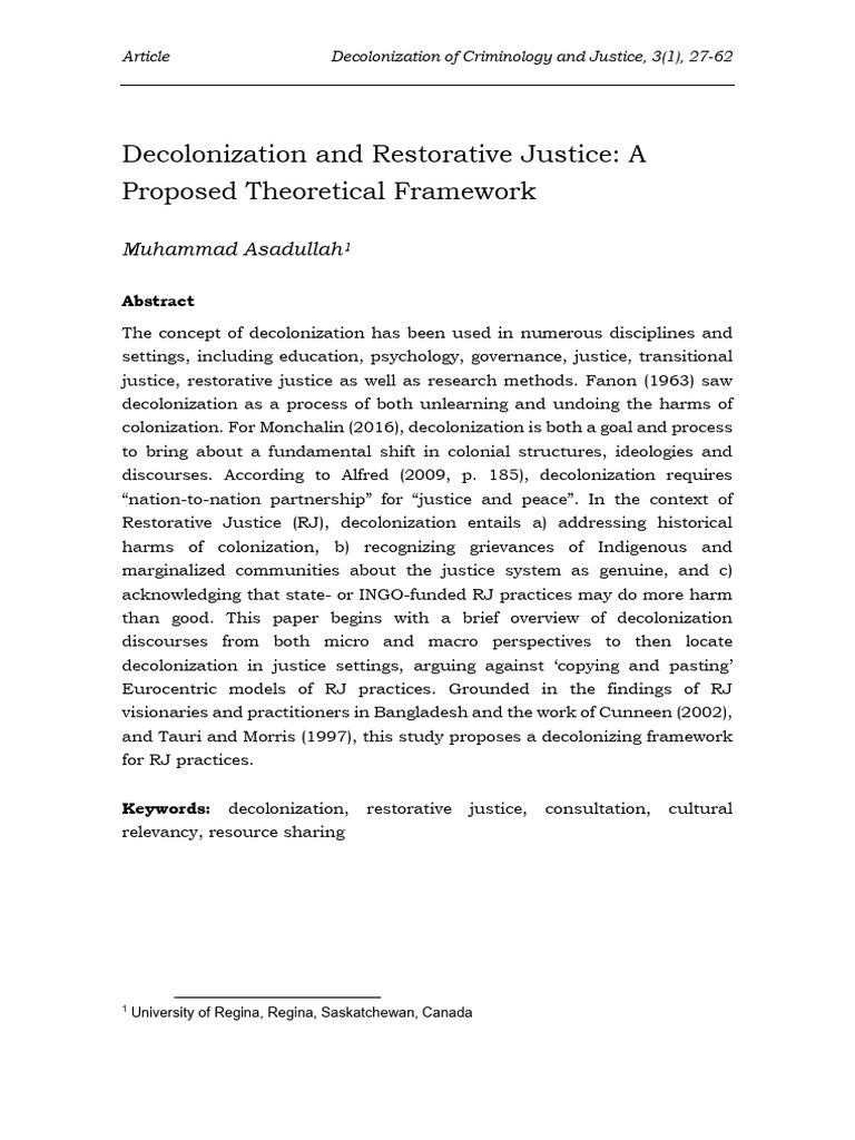 Decolonizing Restorative Justice | PDF | Decolonization