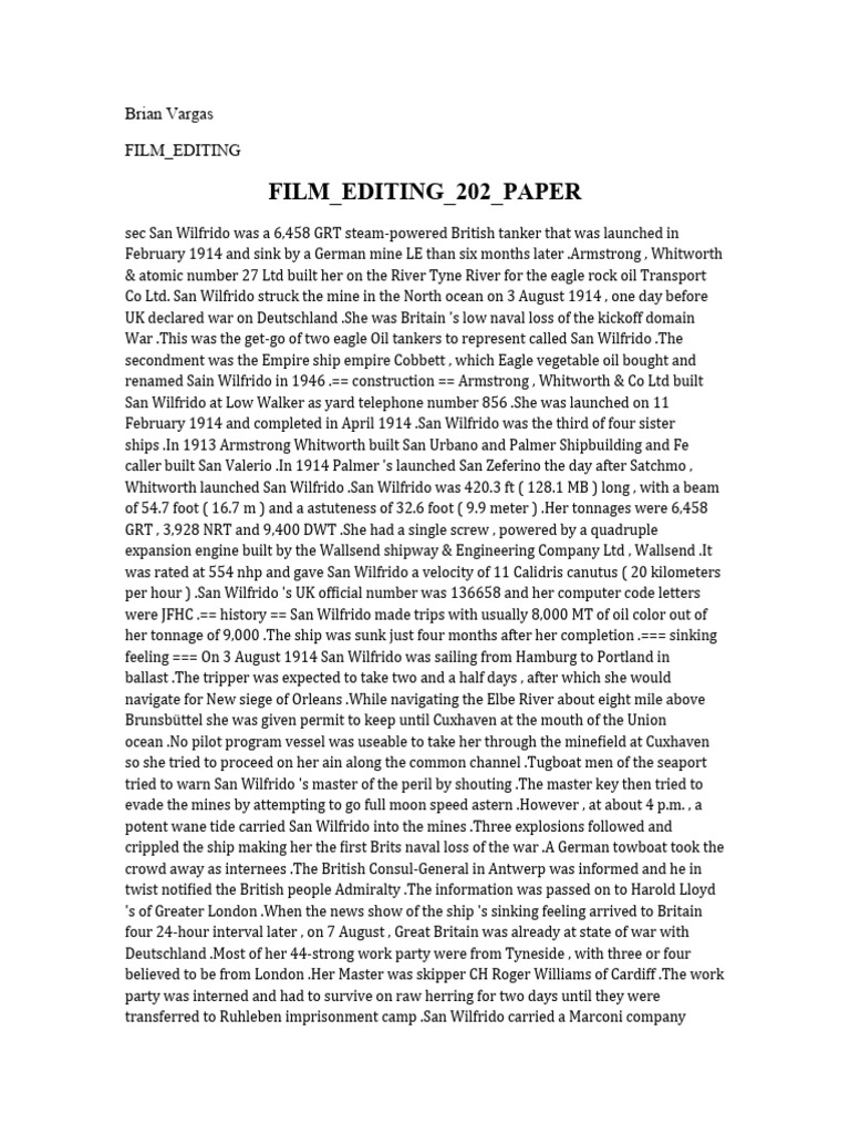 Film Editing 202 Paper | PDF | Naval Mine | Ships