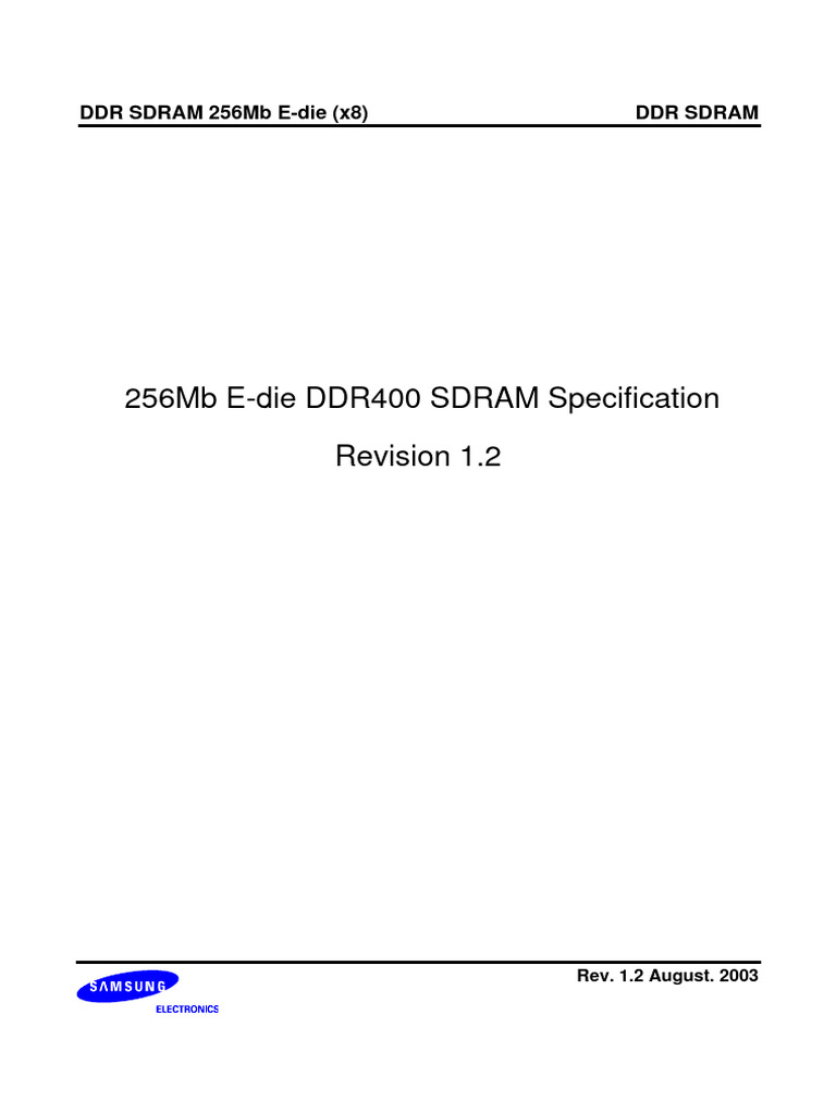 DDR SDRAM 256Mb E-die Specs | PDF | Computer Science | Computing