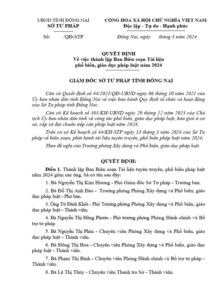 Quyet Dinh Thanh Lap Ban Bien Soan Tai Lieu | PDF