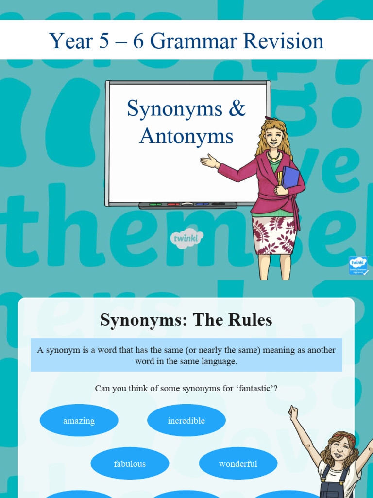 Year 5-6 Grammar: Synonyms & Antonyms Guide | PDF | Language Arts ...
