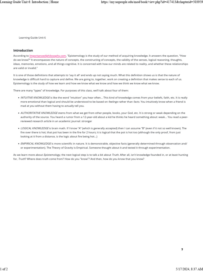 Understanding Epistemology and Knowledge Types | PDF | Knowledge | Concept