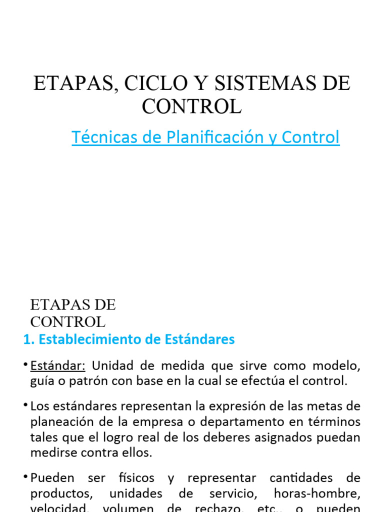 Etapas, Ciclo y Sistemas de Control | PDF | Planificación | Medición