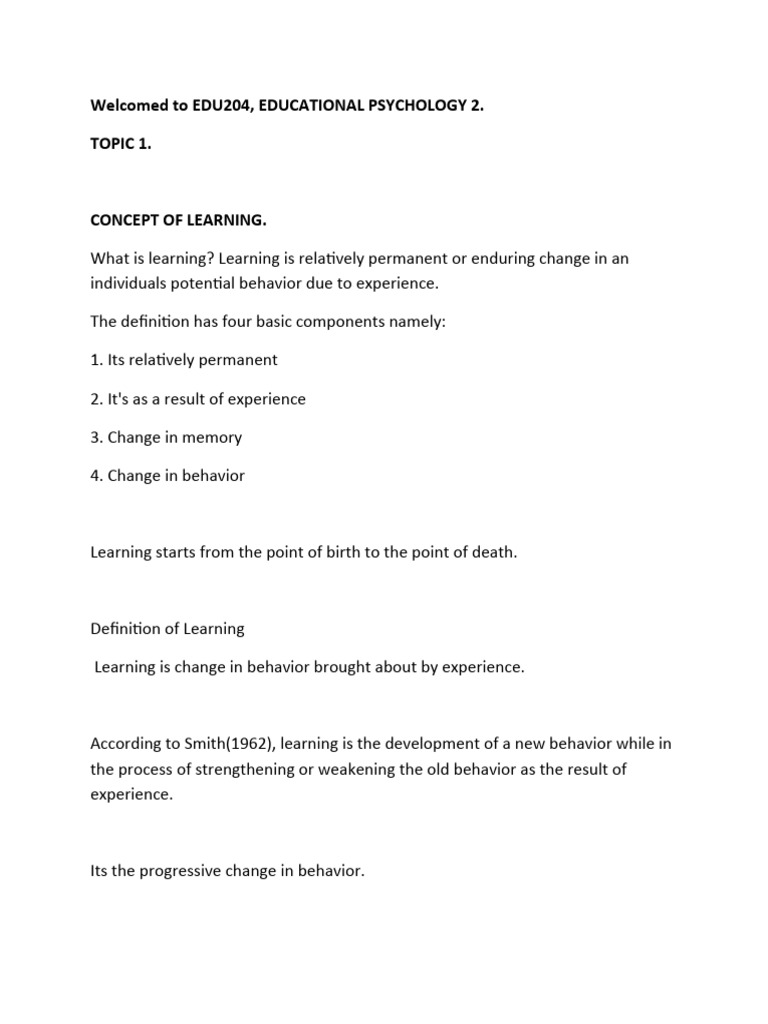 Edu 204 Note | PDF | Learning | Motivational