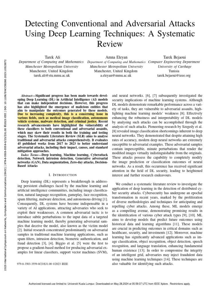 Detecting Conventional And Adversarial Attacks Using Deep Learning Techniques