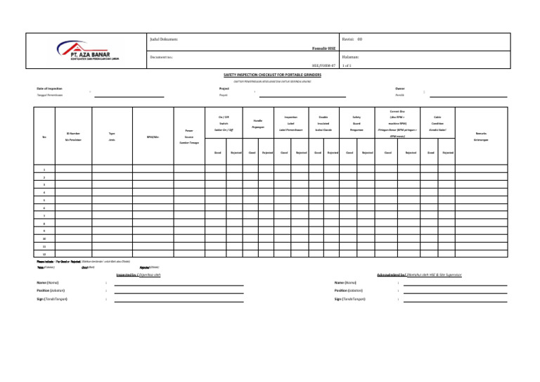 14 Inspeksi Mesin Gerinda | PDF