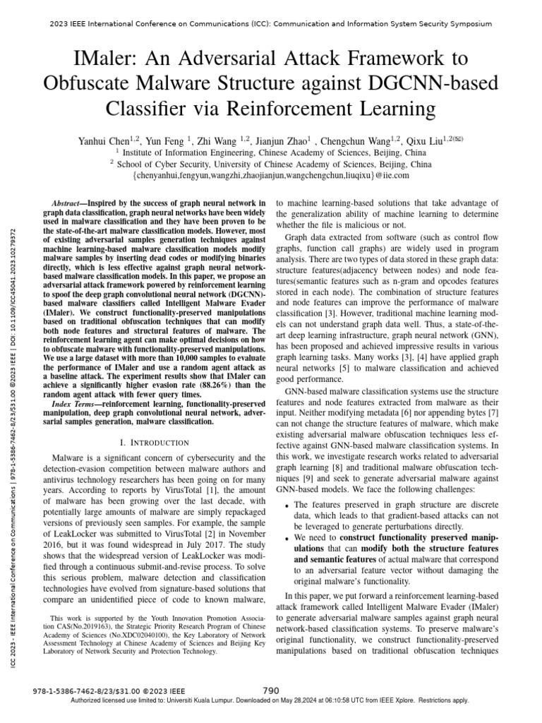 Imaler: An Adversarial Attack Framework To Obfuscate Malware Structure Against Dgcnn-Based ...