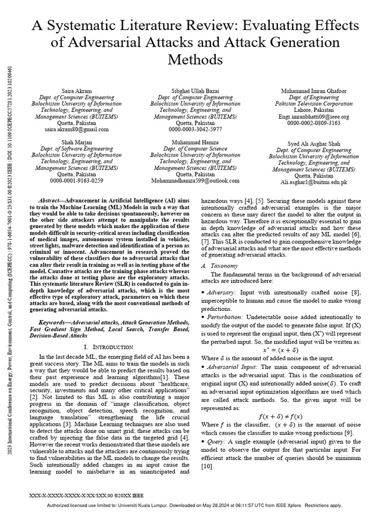10 Systematic Literature Review Evaluating Effects Of Adversarial