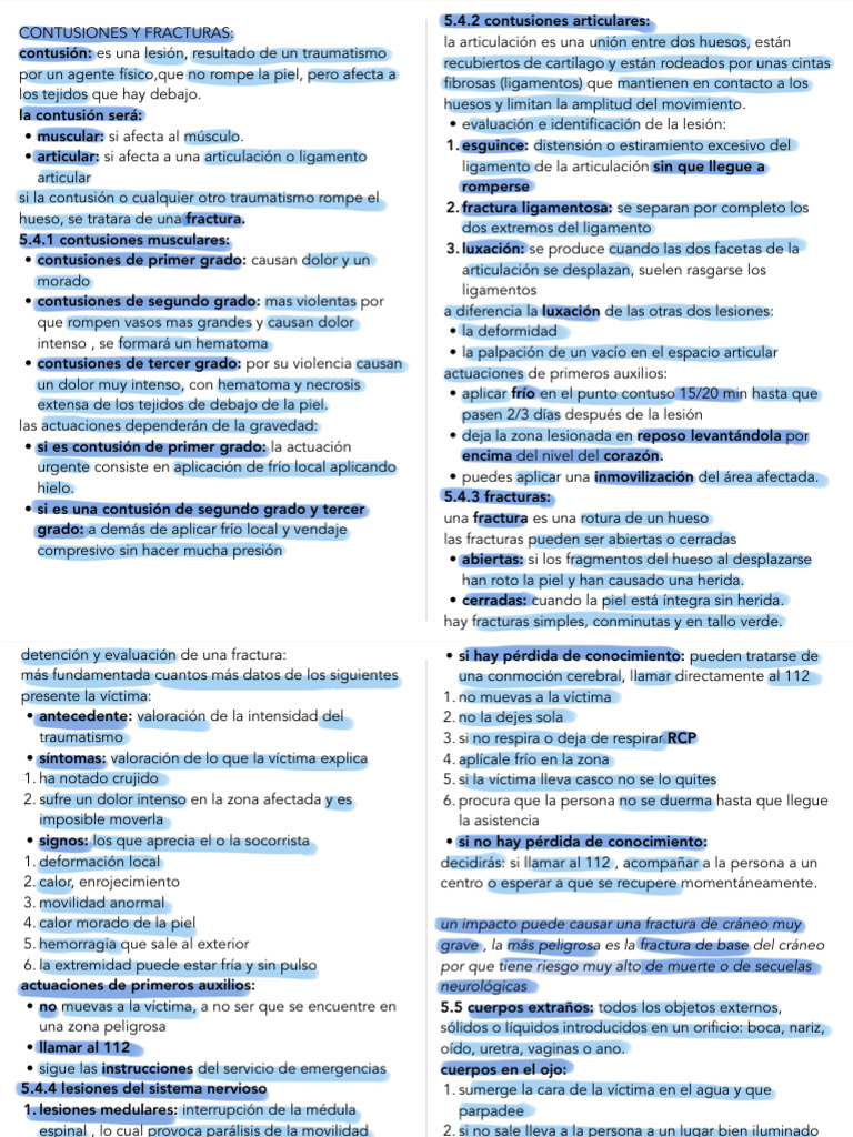 Contusiones, Fracturas y Primeros Auxilios | PDF | Quemar | Articulación