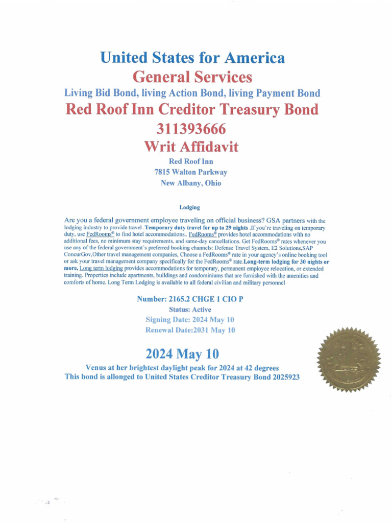 2024-06!02!104739 Red Roof Inn Incorporated Treasury Creditor Bond ...