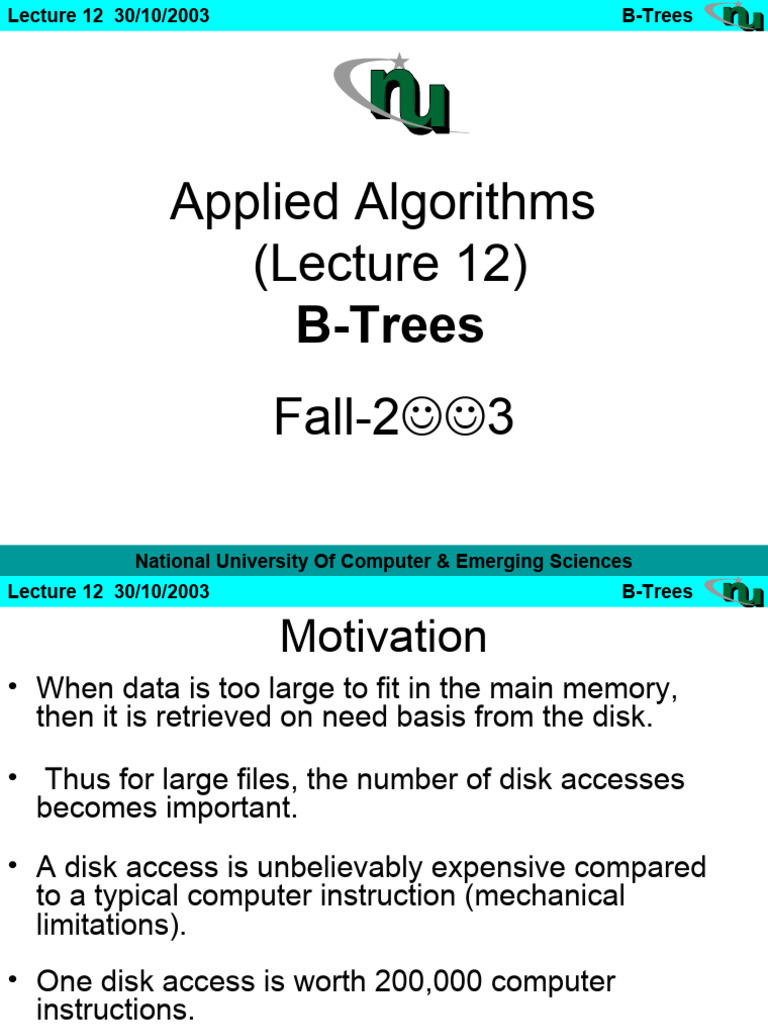 Lec-12 BTrees | PDF | Algorithms And Data Structures | Data Management