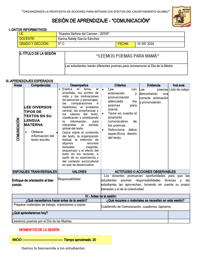 UNIDAD 02 - COMUNICACIÓN - SEMANA 03 SESIÓN 02 | Descargar gratis PDF | Aprendizaje ...