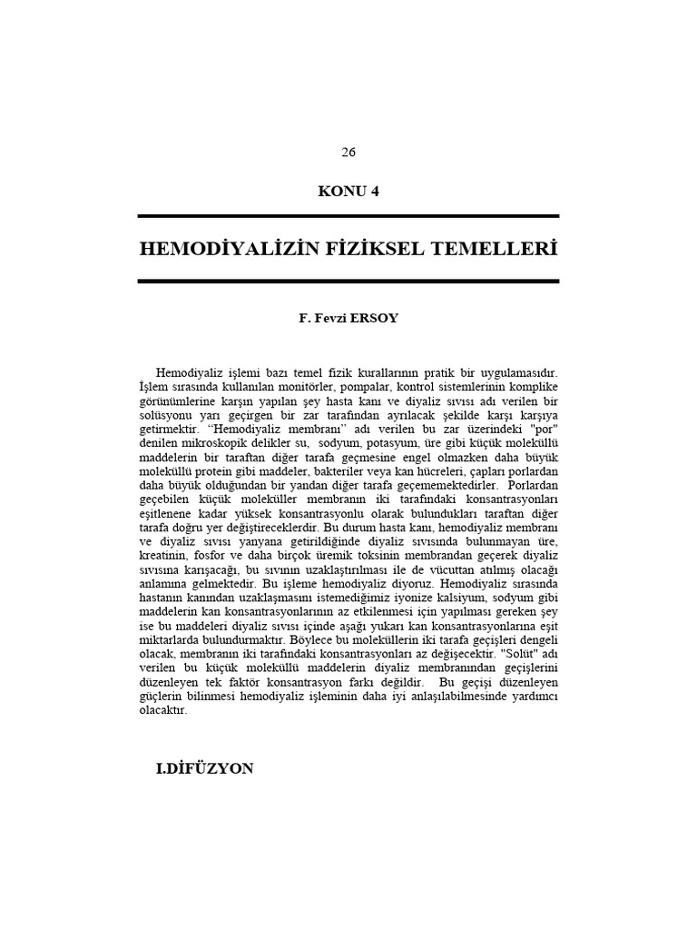 Hemodiyalizin Fiziksel Temelleri | PDF