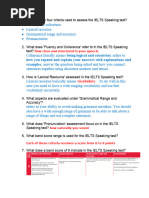 Ielts Speaking Marking Rubric | PDF | Fluency | Vocabulary