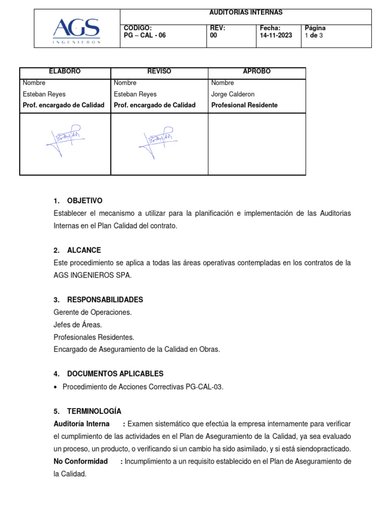 Pg-Cal-06 Auditorias Internas | PDF | Auditoría | Business