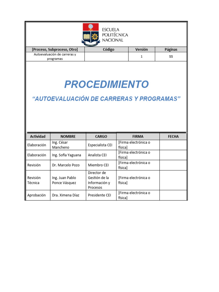 Procedimiento - Autoevaluación de Carreras y Programas - ApCEI - 2022-06-16 | PDF | Evaluación ...