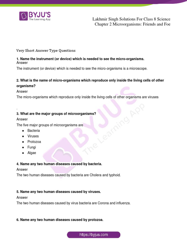 Lakhmir Singh Solutions For Class 8 Science Chapter 2 PDF
