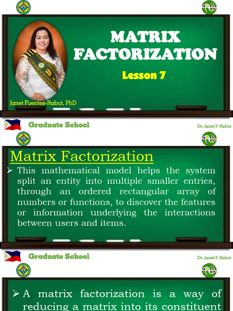Math 606 Lesson 6 Martix Factoization 2 | PDF | Matrix (Mathematics ...