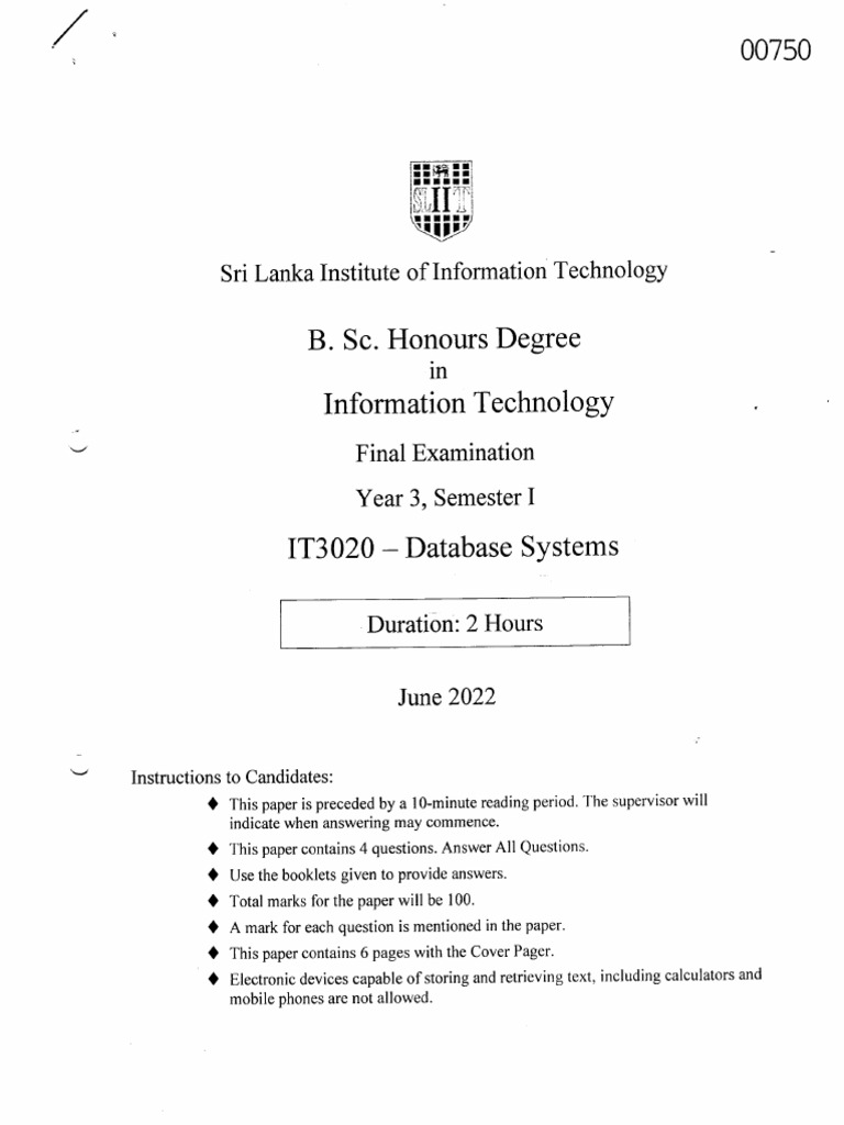 IT3020 -Database Systems | PDF | Table (Database) | Relational Database IT3020 -Database Systems | PDF | Table (Database) | Relational Database