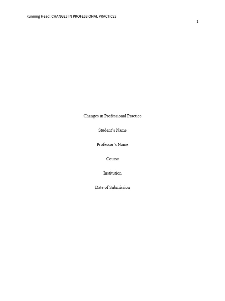 Professional Practice Changes | PDF | Learning | Health Care