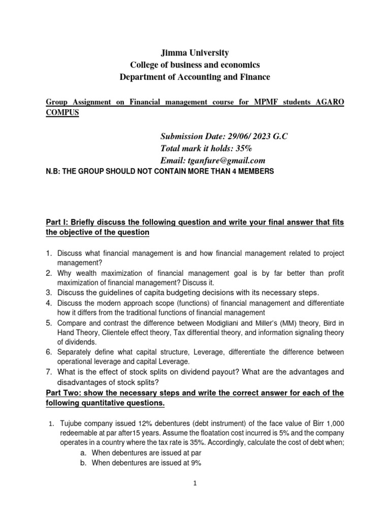 Advanced FM Group Assignment | PDF | Dividend | Capital Structure