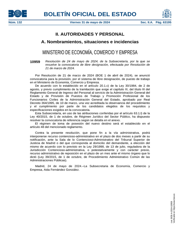 BOE-A-2024-10959 | PDF | Gobernancia | Justicia