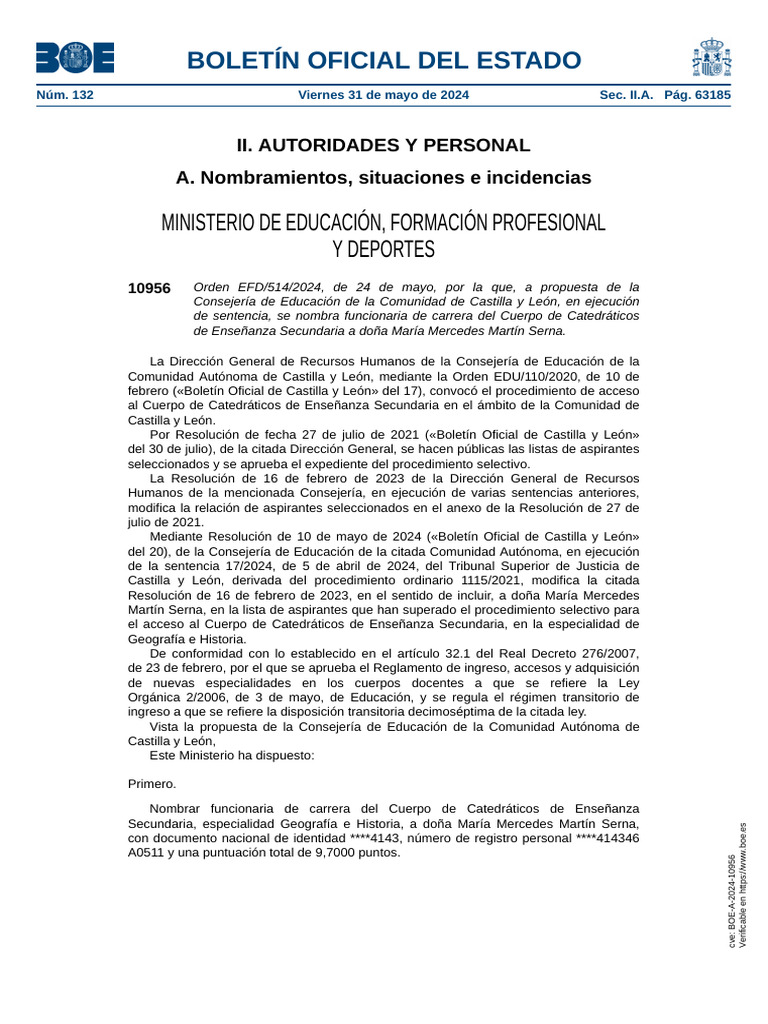 Boe A 2024 10956 | PDF | Gobierno