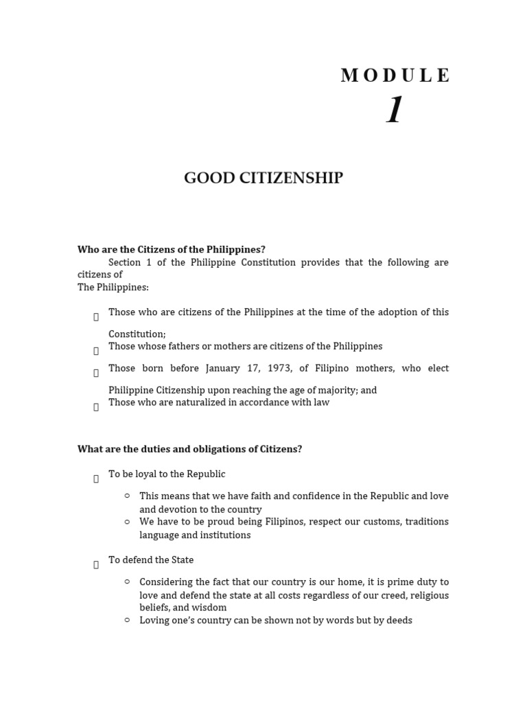 Module 1 NSTP | PDF | Citizenship | Philippines