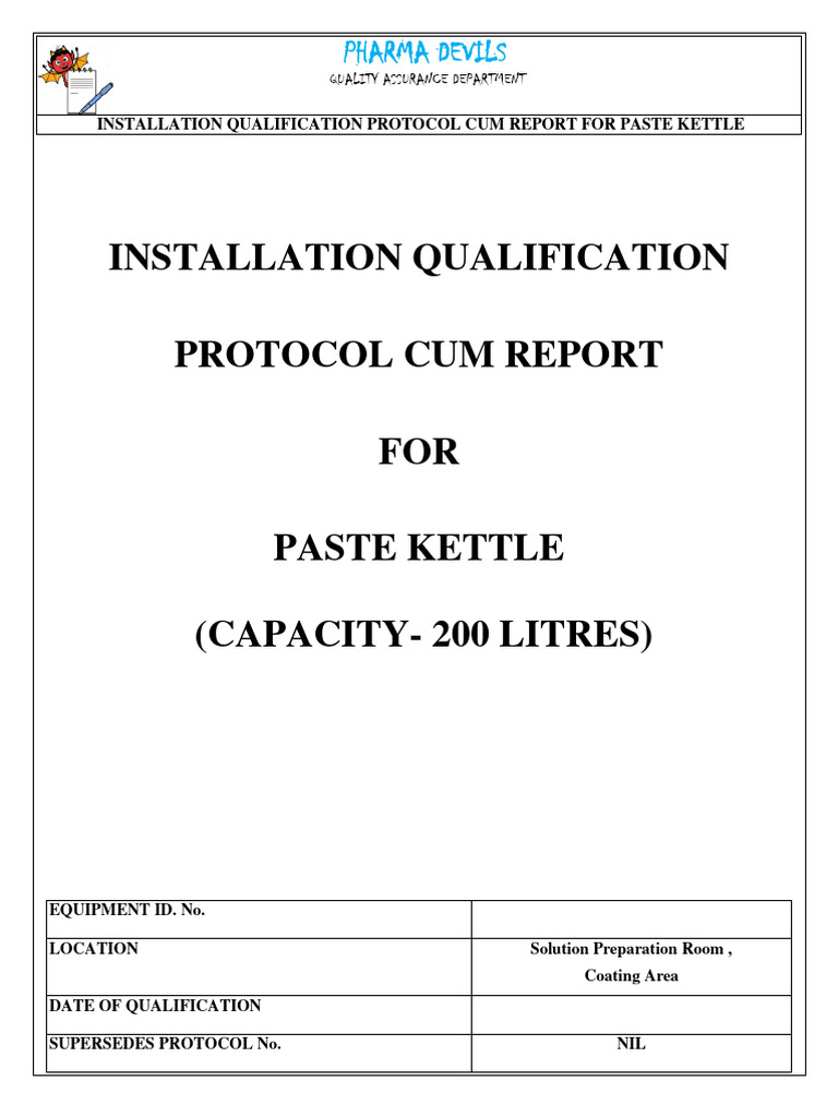 Installation Qualification For Paste Kettle | PDF